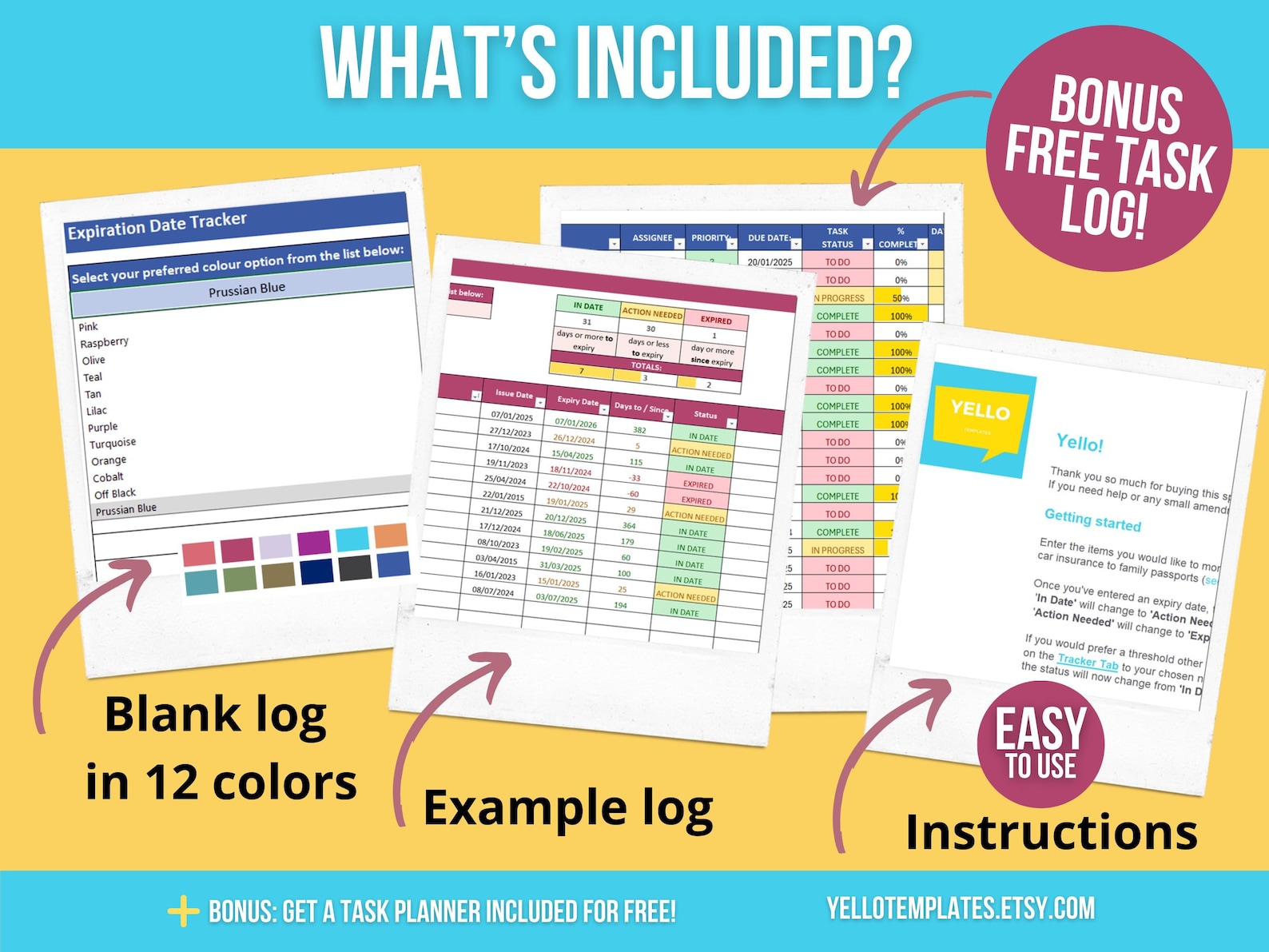 Expiration Date Tracker: Excel & Google Sheets Template (digital ...