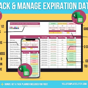 Expiration Date Tracker: Excel & Google Sheets Template (digital Download) - Etsy