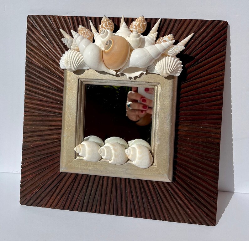 Mahogany Bronze Square Seashell Crown Mirror - Etsy