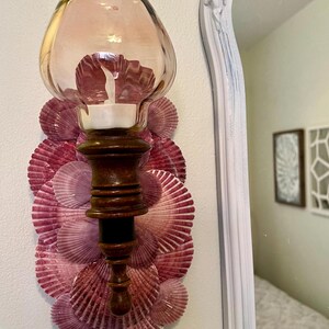 Scallop Shell Pinks Candle Sconces With Pink Tulip Swirled Glass ...
