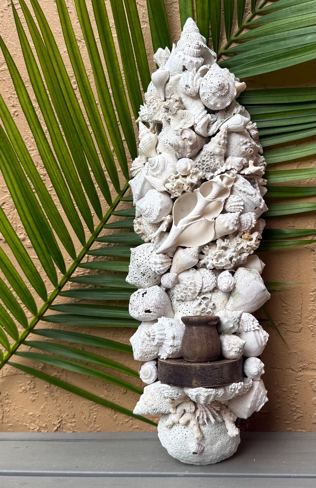 Pompeii Grotto Seashell Coral Candle Sconce Vintage Driftwood - Etsy