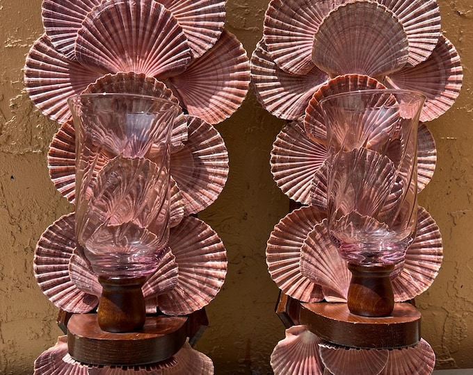 Martinique Mahogany Suntanned Scallop Shell Candle Vintage Wood Sconce ...