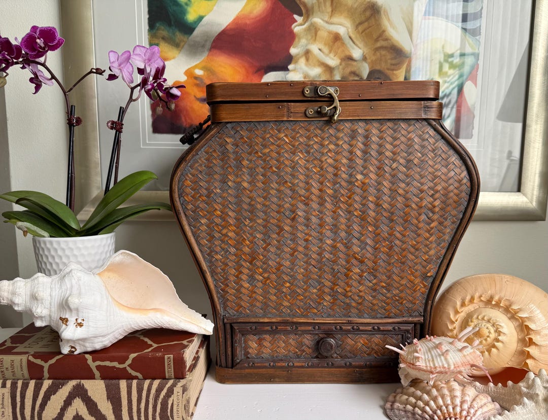 Polynesia Cane Bamboo Rattan Box Tropical Storage - Etsy
