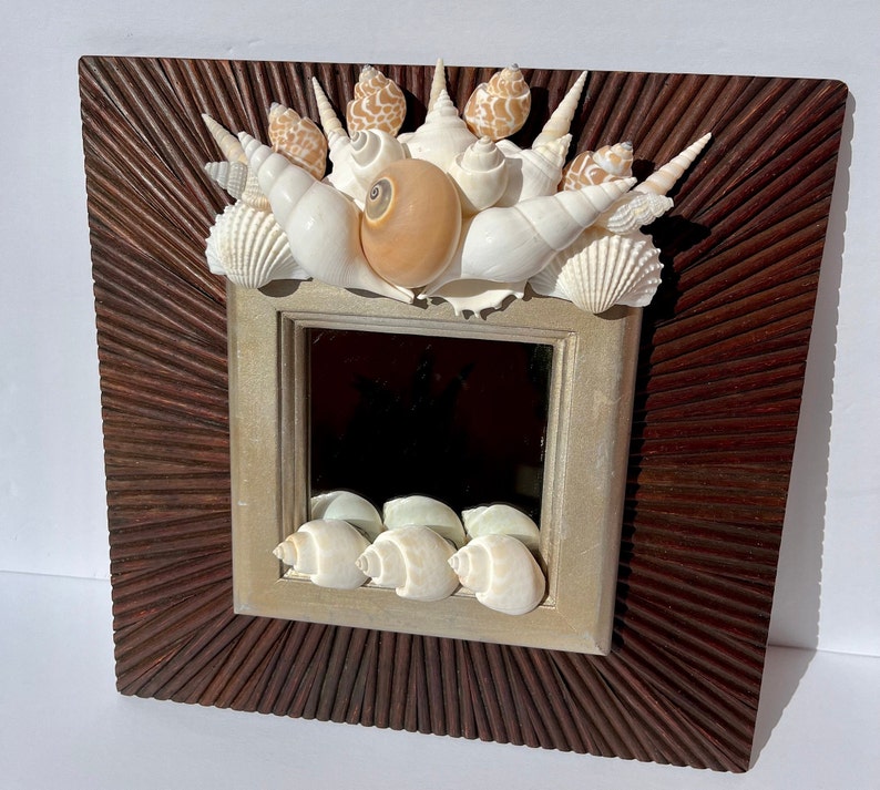 Mahogany Bronze Square Seashell Crown Mirror - Etsy