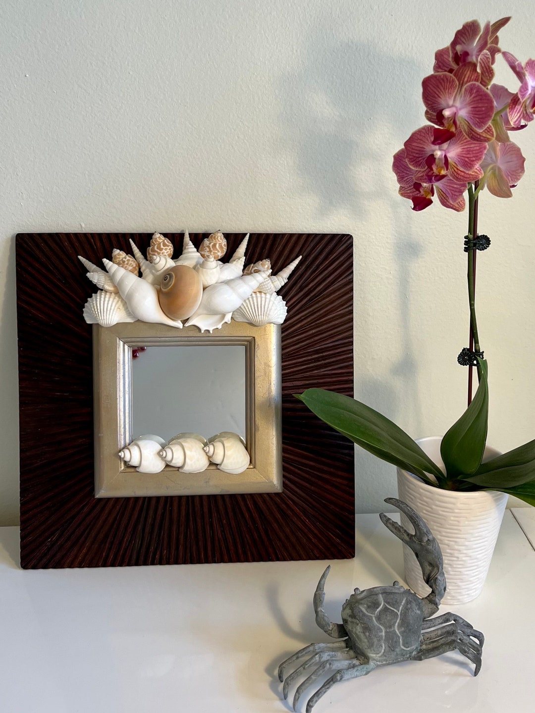 Mahogany Bronze Square Seashell Crown Mirror - Etsy