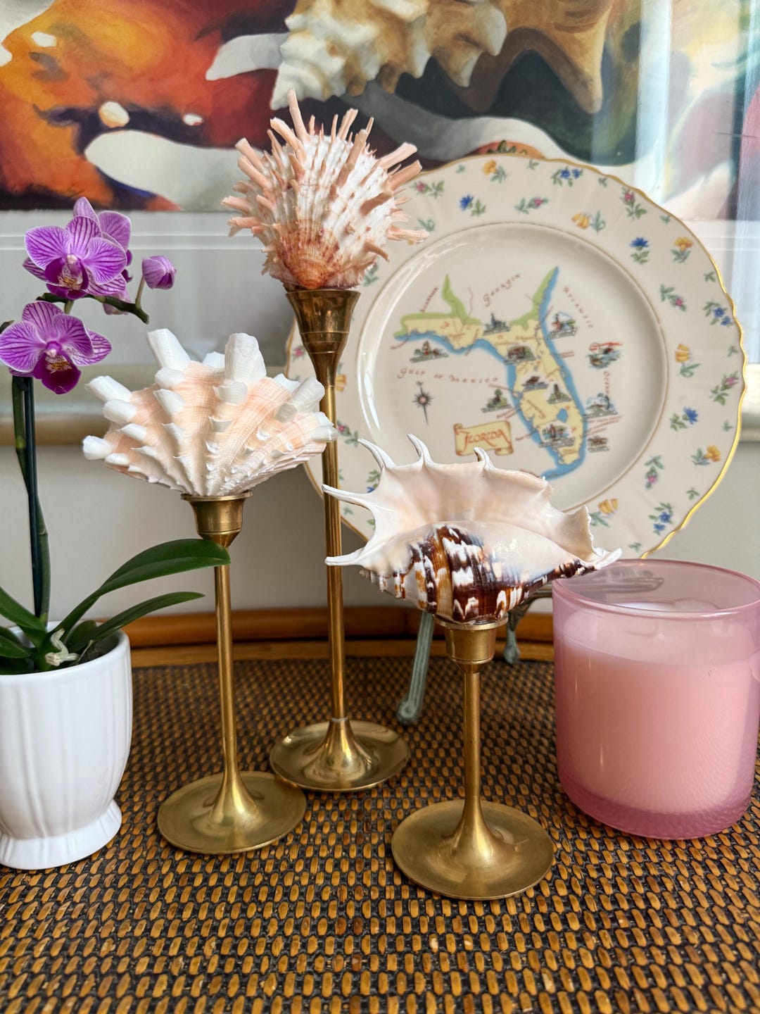 Poseidon Trident Spikey Vintage Brass Specimen Seashell Set Vintage ...