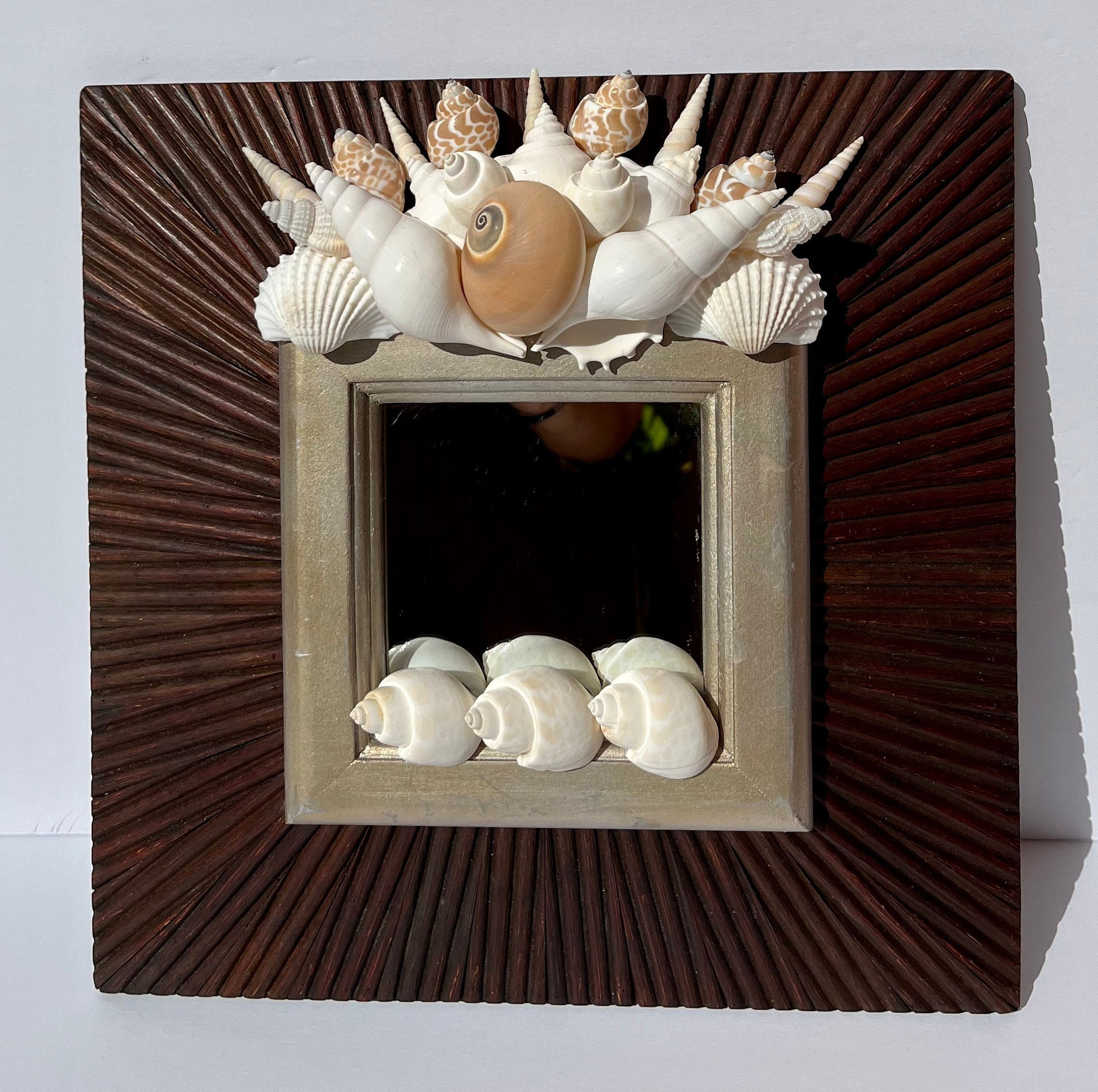 Mahogany Bronze Square Seashell Crown Mirror - Etsy