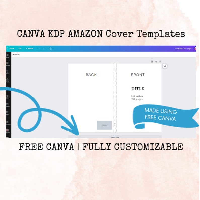 CANVA KDP Cover Templates 6"x9" Inches for 100, 120, 150, 180, 200 ...