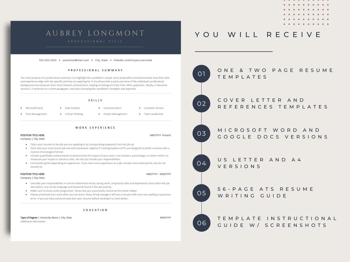 ATS Friendly Resume Template | CV Template for Word & Google Docs ...