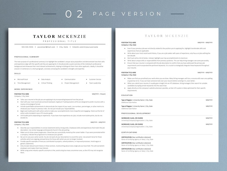 ATS Friendly Resume Template | CV Template for Word & Google Docs ...
