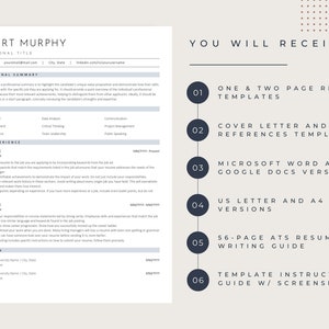 ATS Resume Template for Word & Google Docs | Professional Modern Resume ...