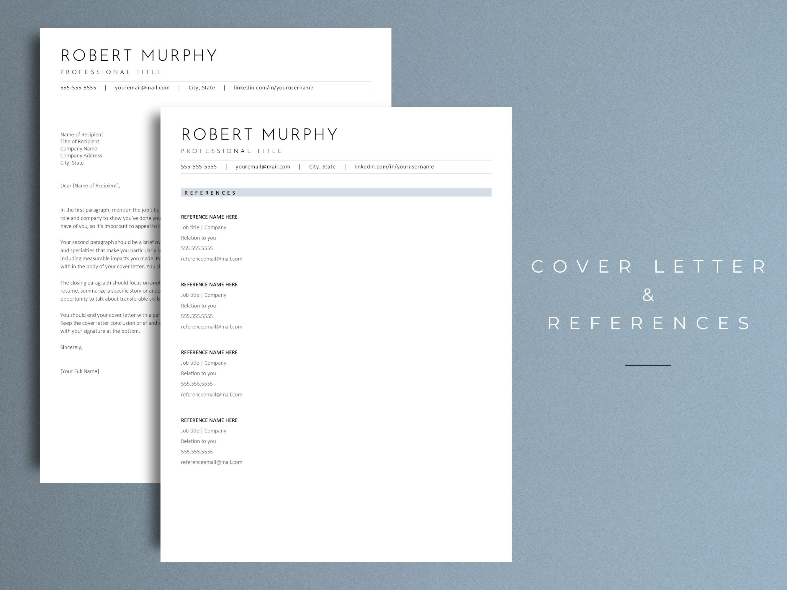 ATS Resume Template for Word & Google Docs | Professional Modern Resume ...
