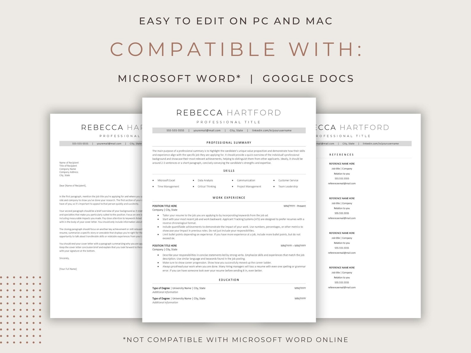 ATS Resume | Resume Template Word, Google Docs Resume, CV Template ...