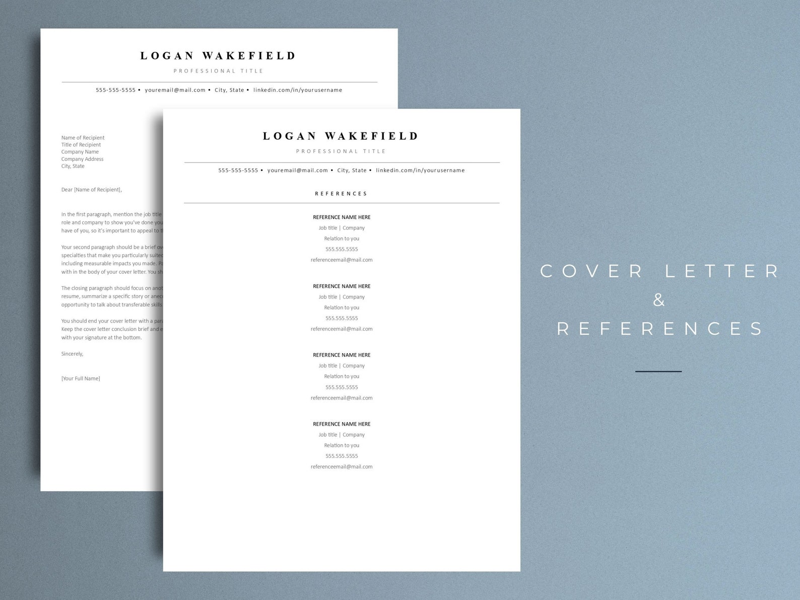 ATS Resume Template for Word & Google Docs Editable Resume for ...