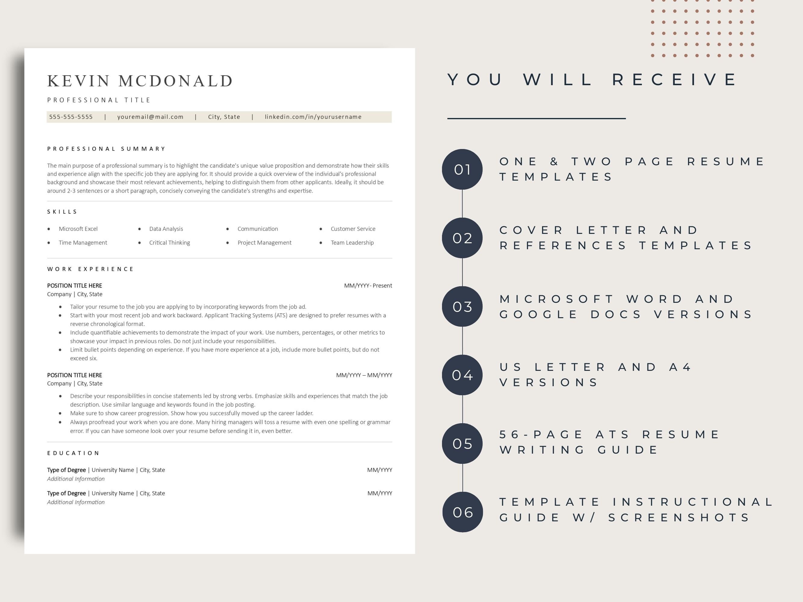 ATS Friendly Resume | Template for Google Docs & Word, Clean and Simple ...