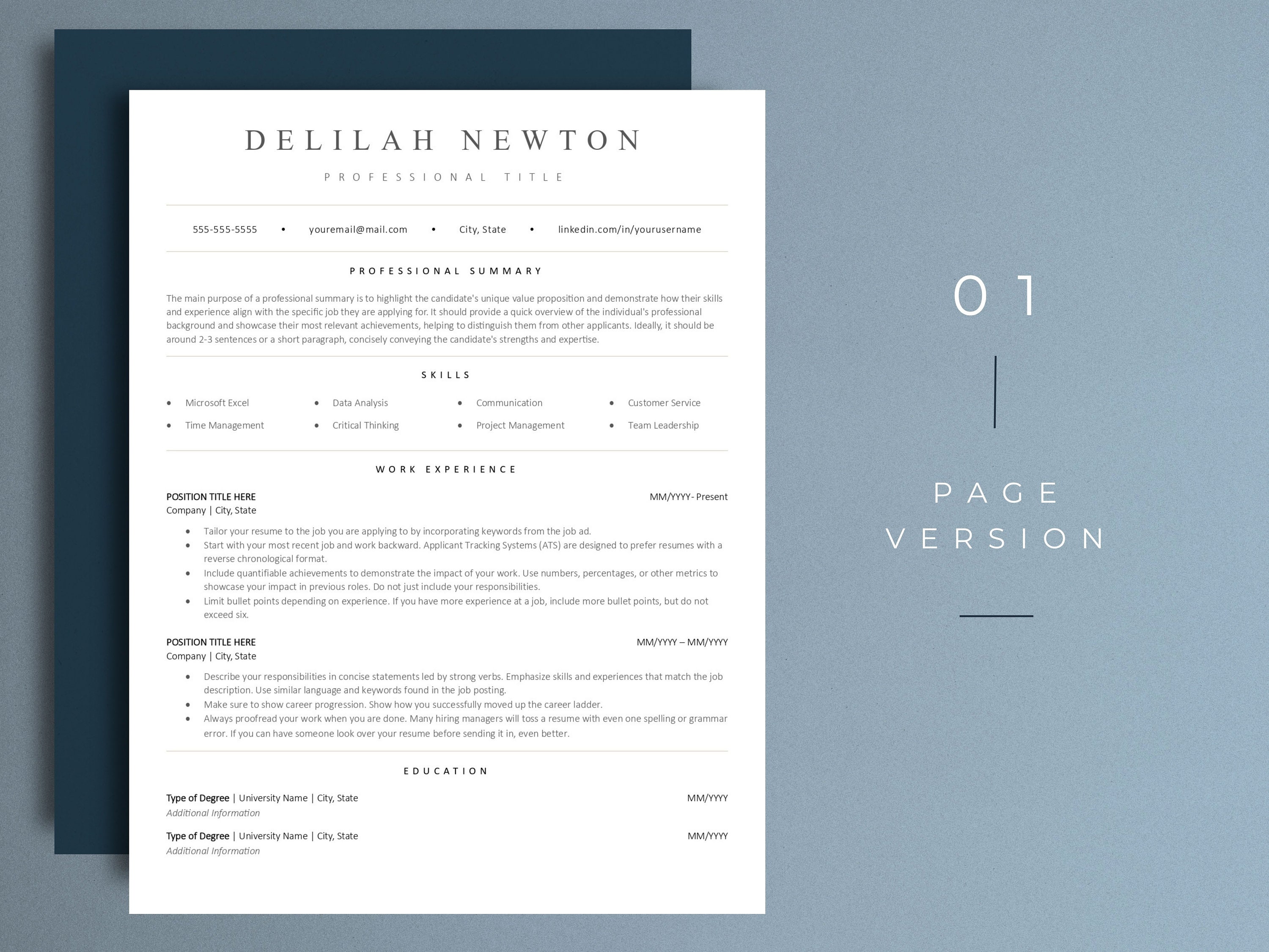ATS Friendly Resume | Template for Google Docs & Word, Clean and Simple ...