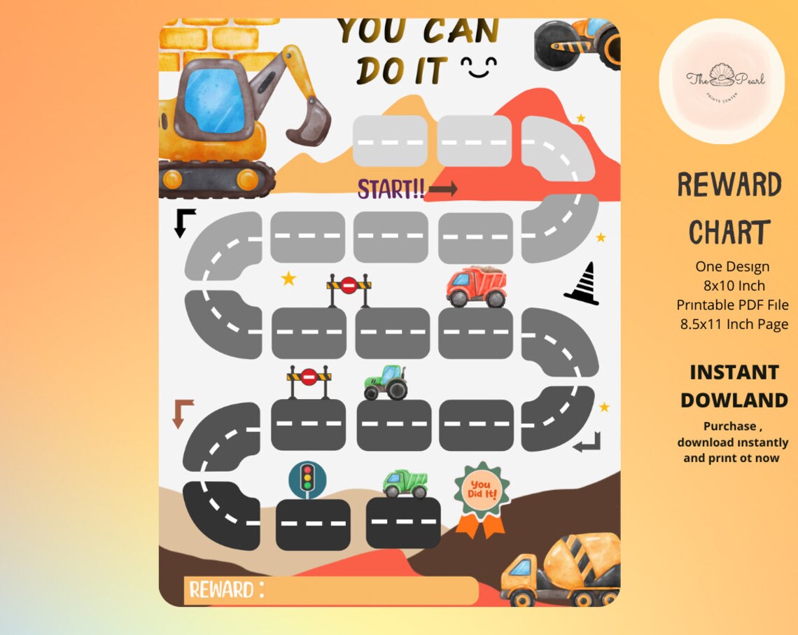 Construction Reward Chart, Printable Construction Kids Behavior Chart ...