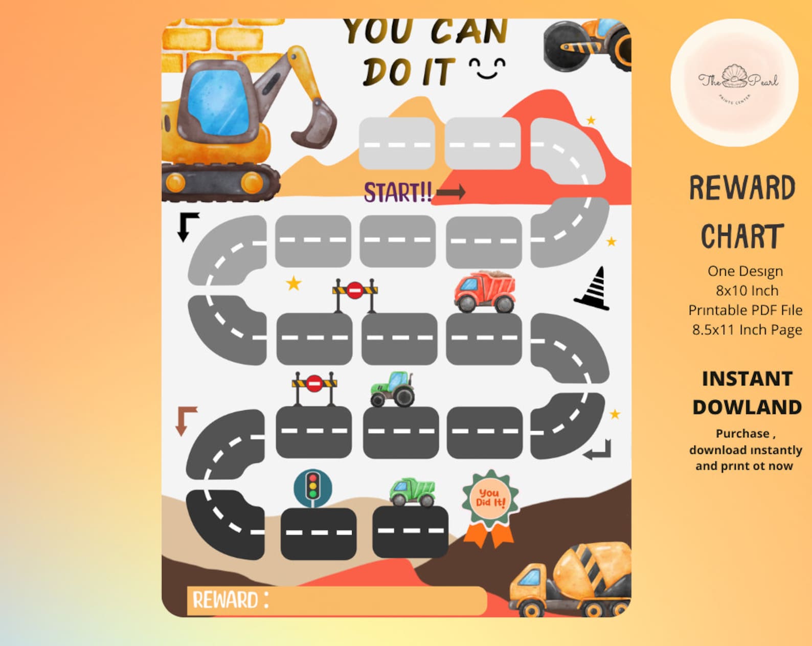 Construction Reward Chart, Printable Construction Kids Behavior Chart ...