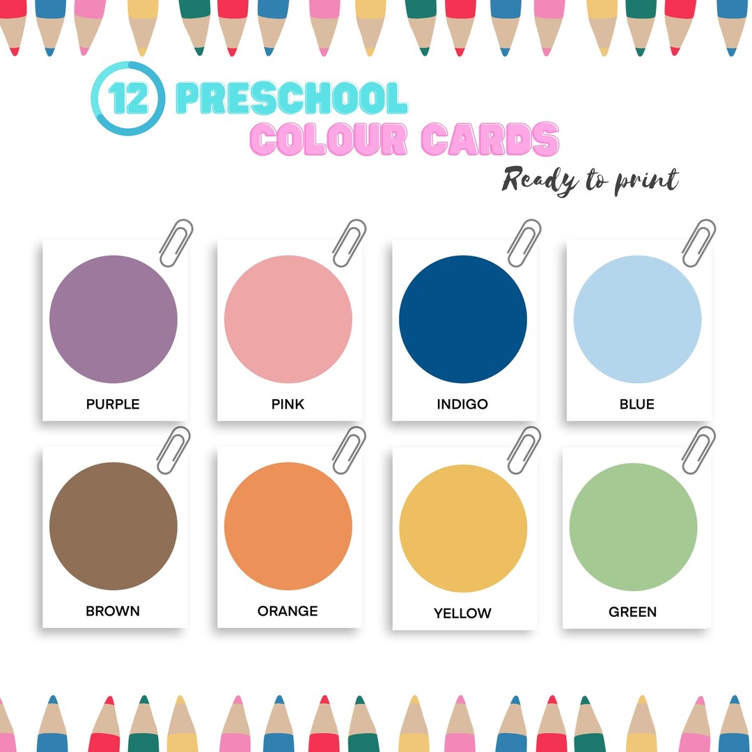 12 Color Flashcards, Pre-school Cards, Homeschool Cards, Educational ...