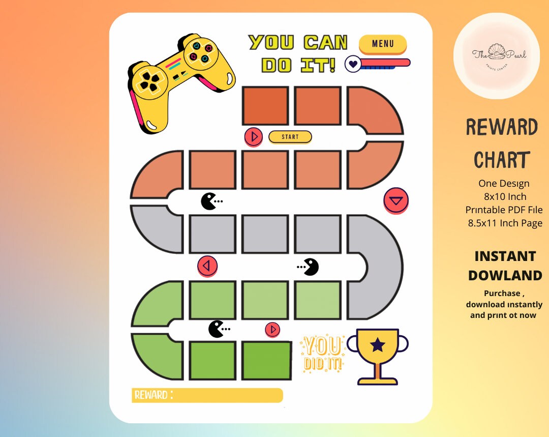Video Game Reward Chart, Printable Gamer Behavior Toddler Chart, Kids ...