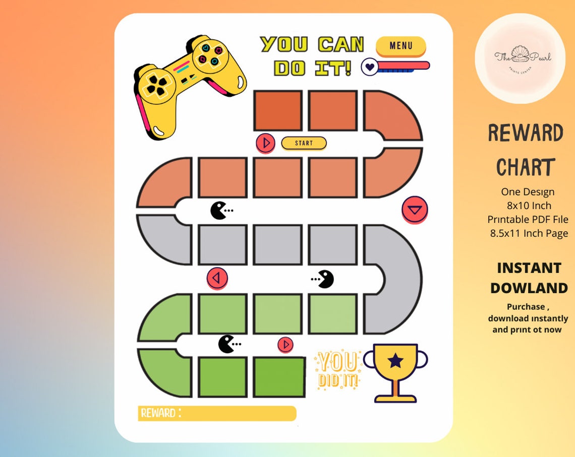 Video Game Reward Chart, Printable Gamer Behavior Toddler Chart, Kids ...