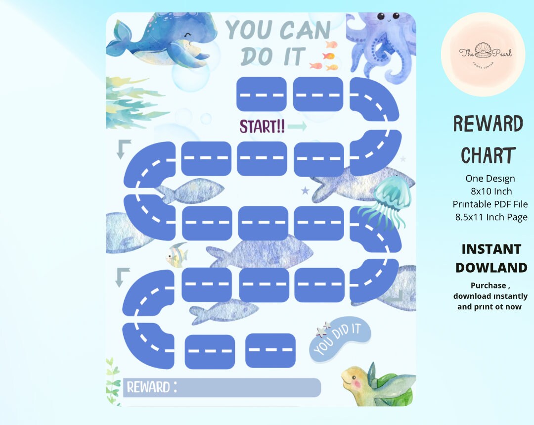 Under the Sea Reward Chart, Printable Sea Animals Behavior Chart, Whale ...