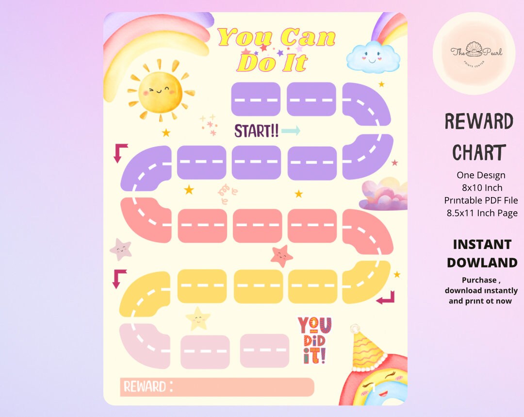 Printable Rainbow Reward Chart, Reward Chart for Kids, Sunshine ...