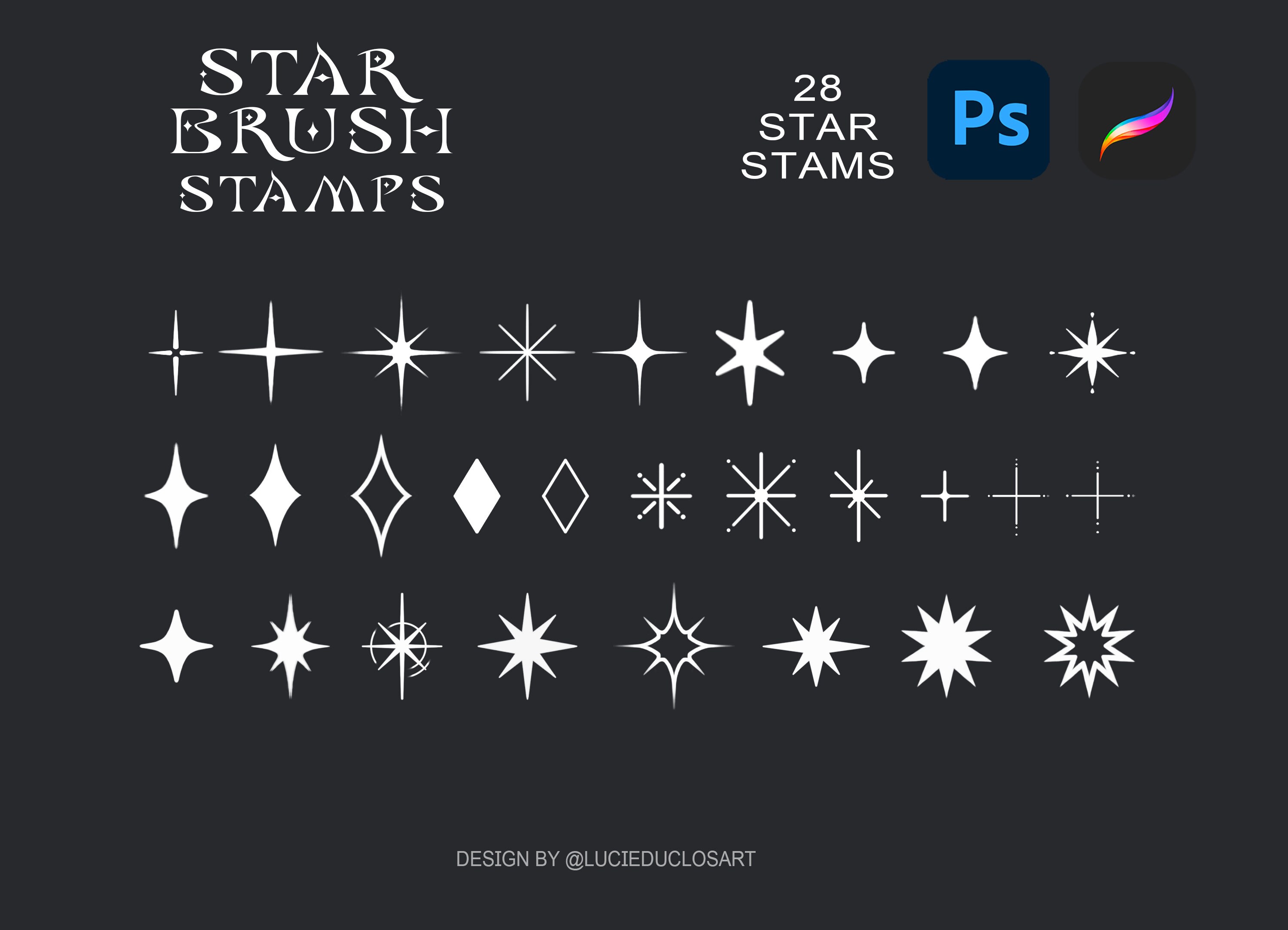 28 Star Procreate Brushes, Star Stamps, Digital Stars, Star Designs ...