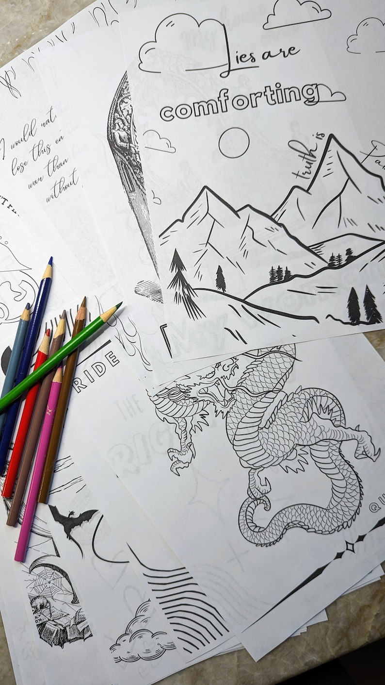 Fourth Wing Coloring Pages - Etsy