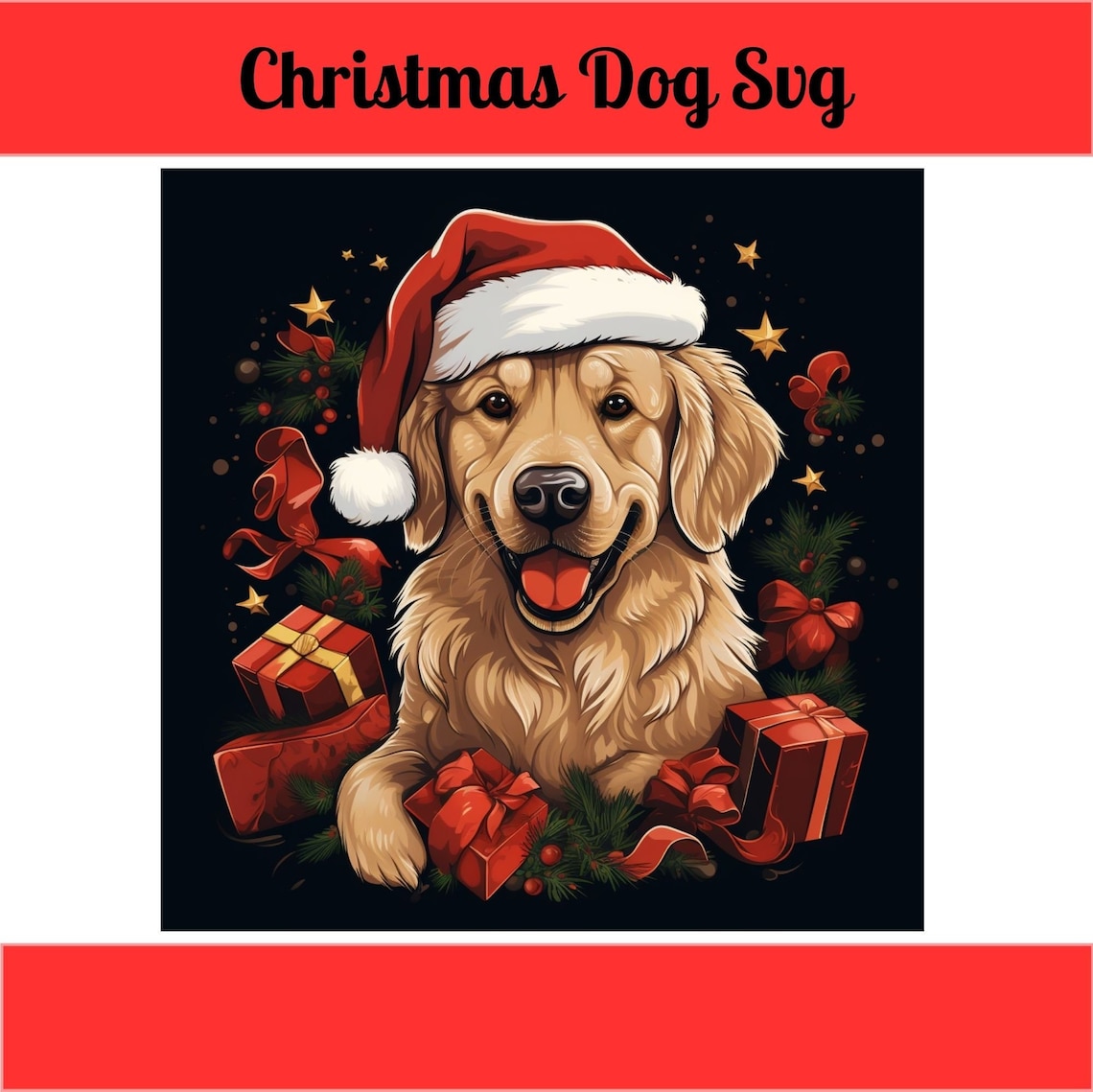 Christmas Dog SVG Festive Pet Illustration Merry Canine - Etsy