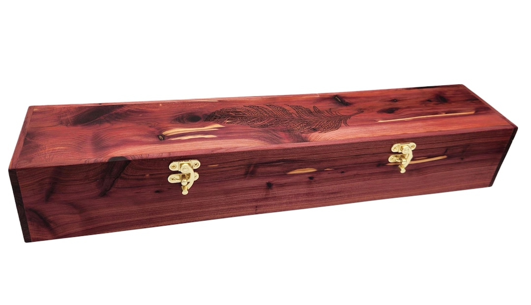 Engraved Armoatic Cedar Feather Box: Native American Inspired Storage ...