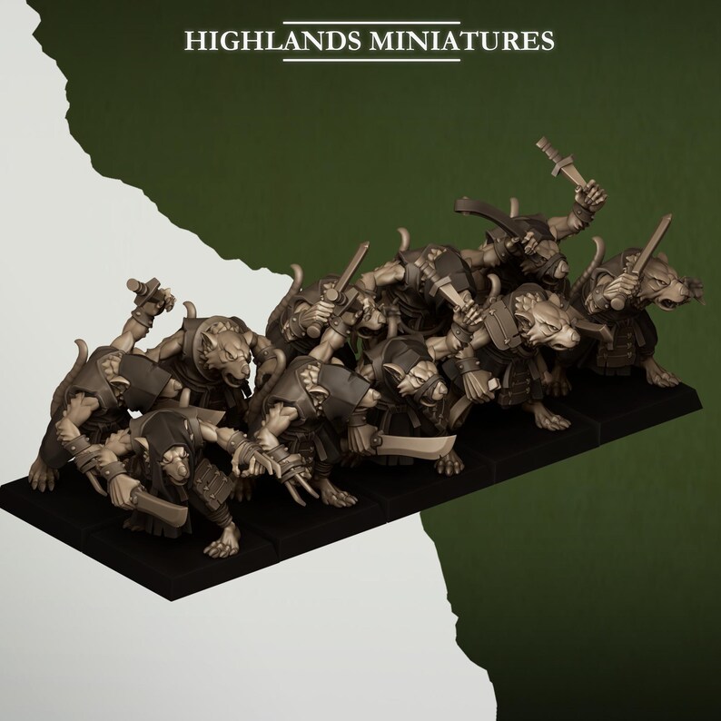 Sewer Vermin Thugs Miniature - in 12K - by Highlands Miniatures - Etsy