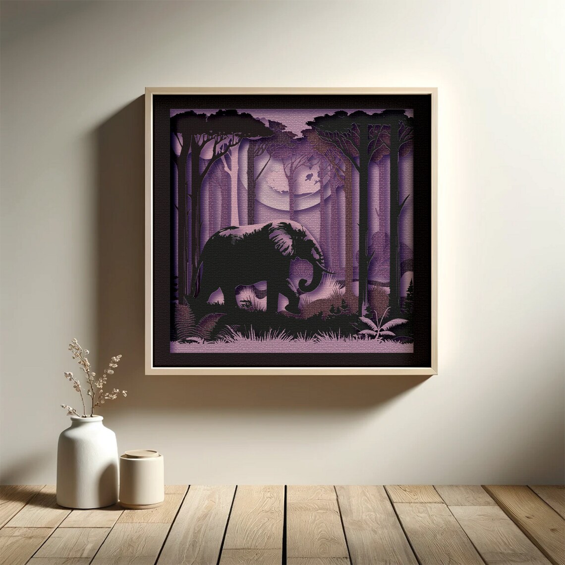 Elephant Safari Shadow Box SVG Template, African Papercut Lightbox ...