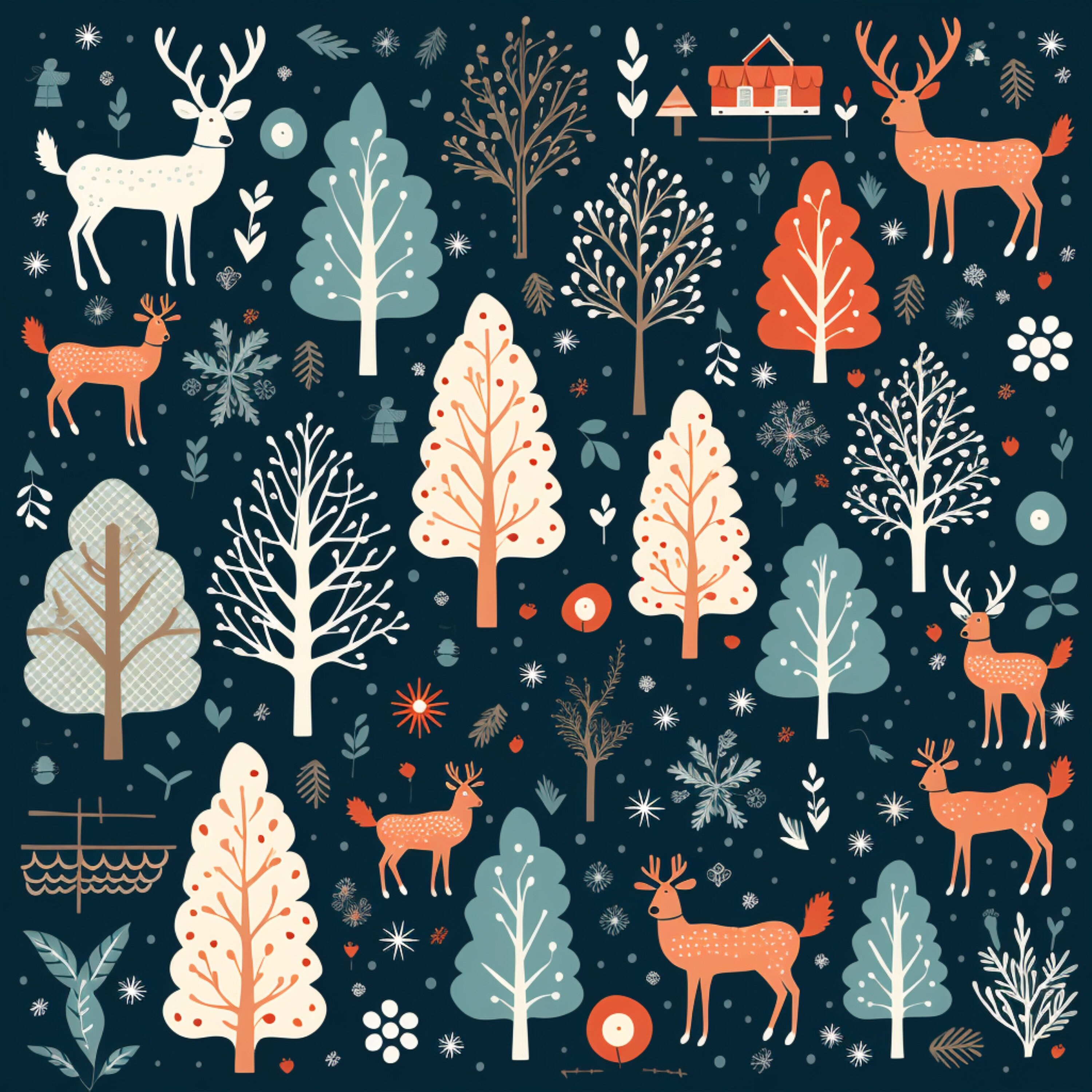 Seamless Cute Christmas Digital Paper Pack, Winter Holiday Seamless ...