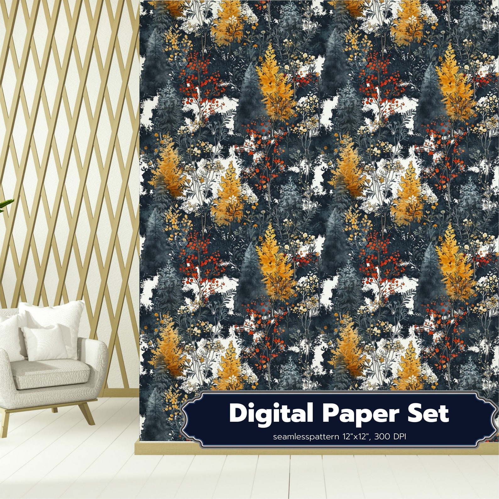 Watercolor Forest Digital Paper - Scrapbook Papers - Dark Forest ...