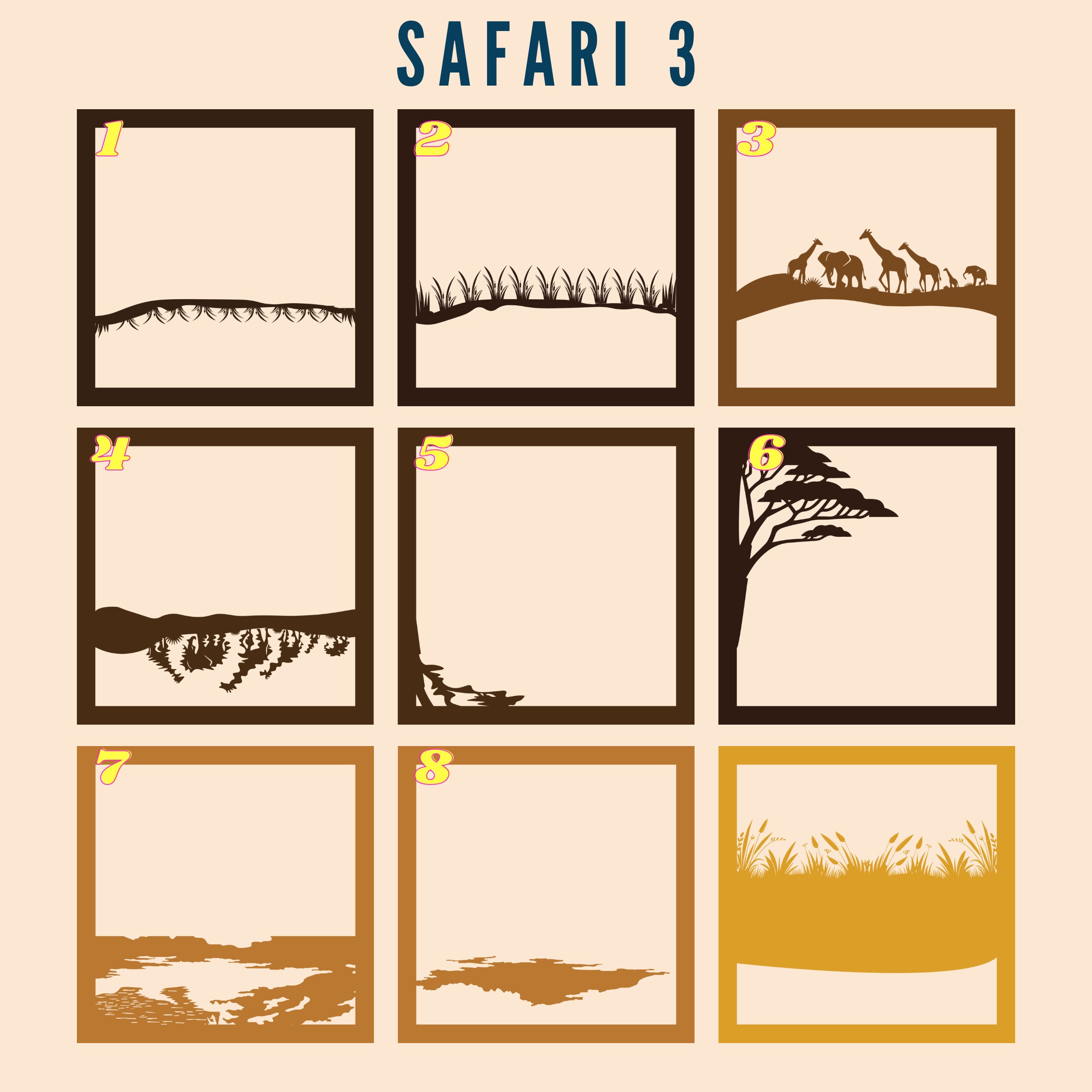 Elephant Safari Shadow Box SVG Template, African Papercut Lightbox ...