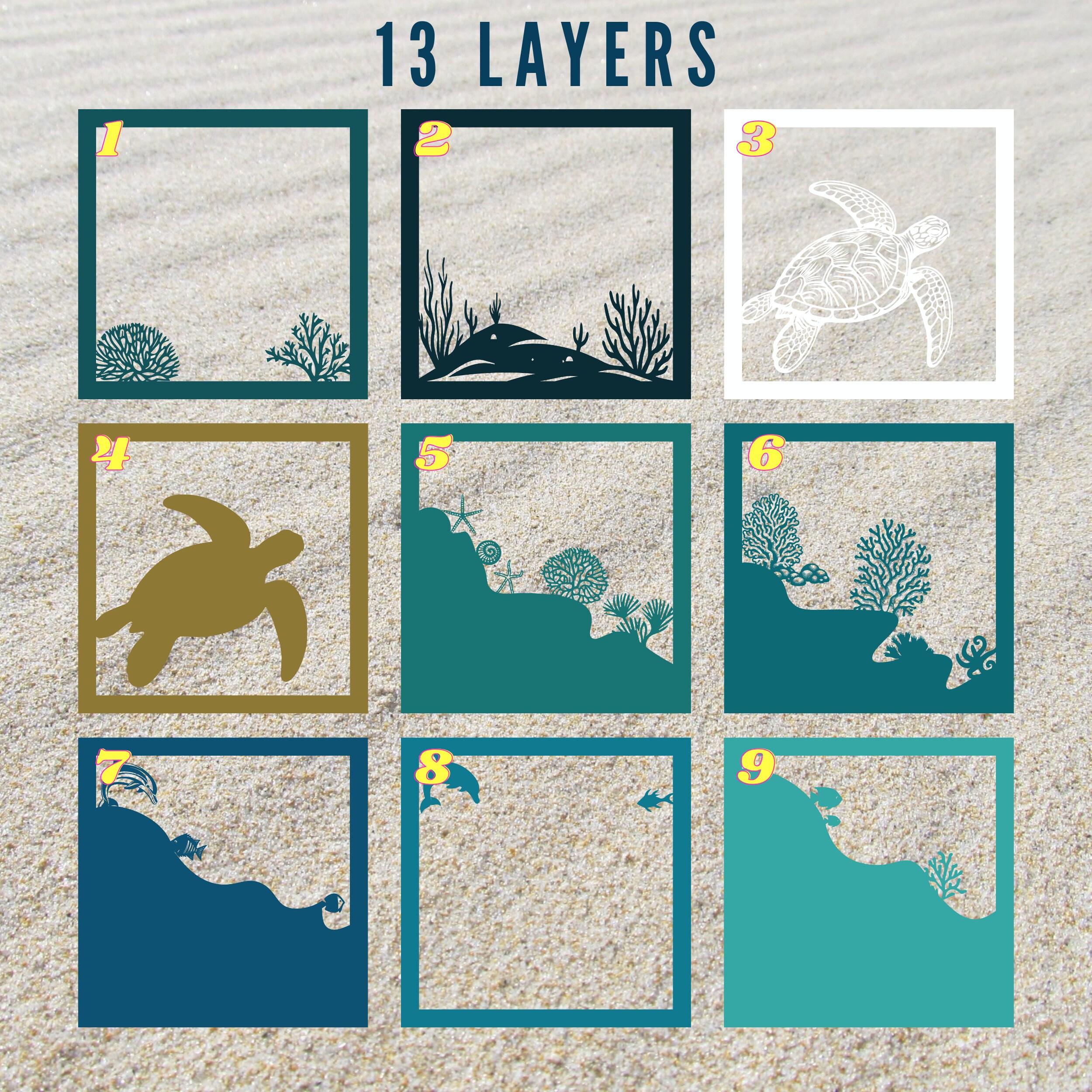 3d Sea Turtle Shadow Box Svg 3d Turtle Shadow Box Svg Cardstock Svg ...