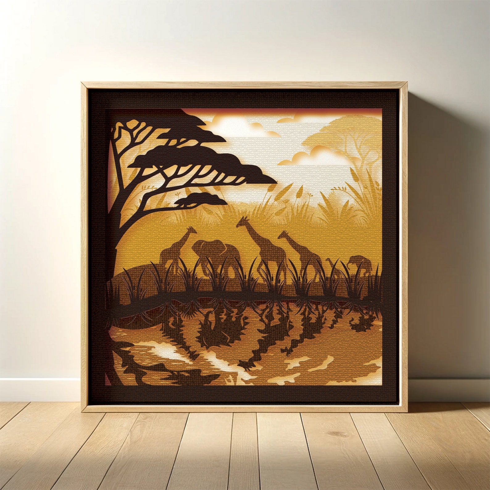 Elephant Safari Shadow Box SVG Template, African Papercut Lightbox ...