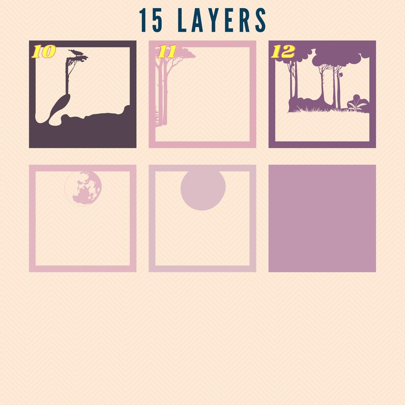 Elephant Safari Shadow Box SVG Template, African Papercut Lightbox ...