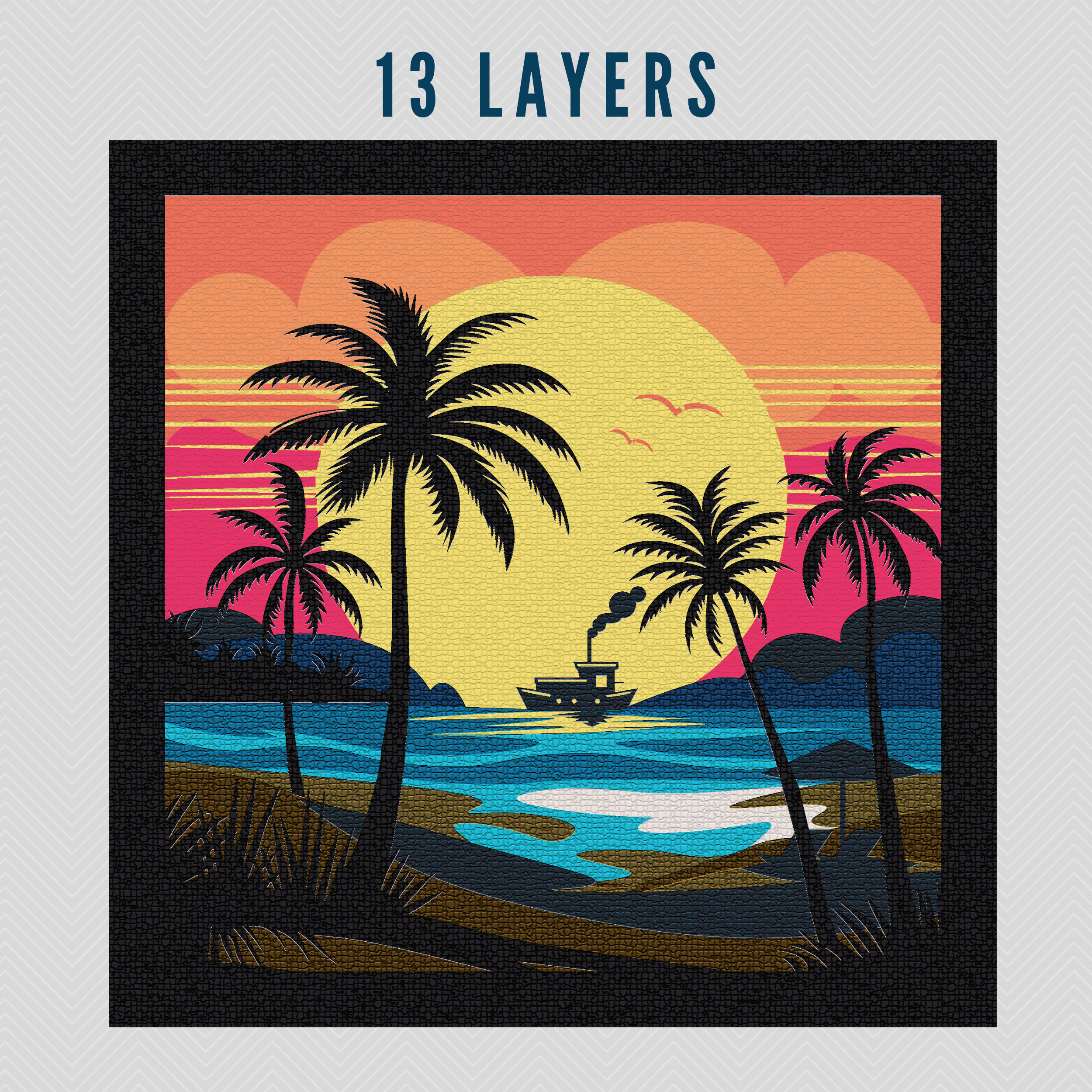 Beach Shadow Box Svg, Beach Paper Cut Light Box, Shadow Box Template ...