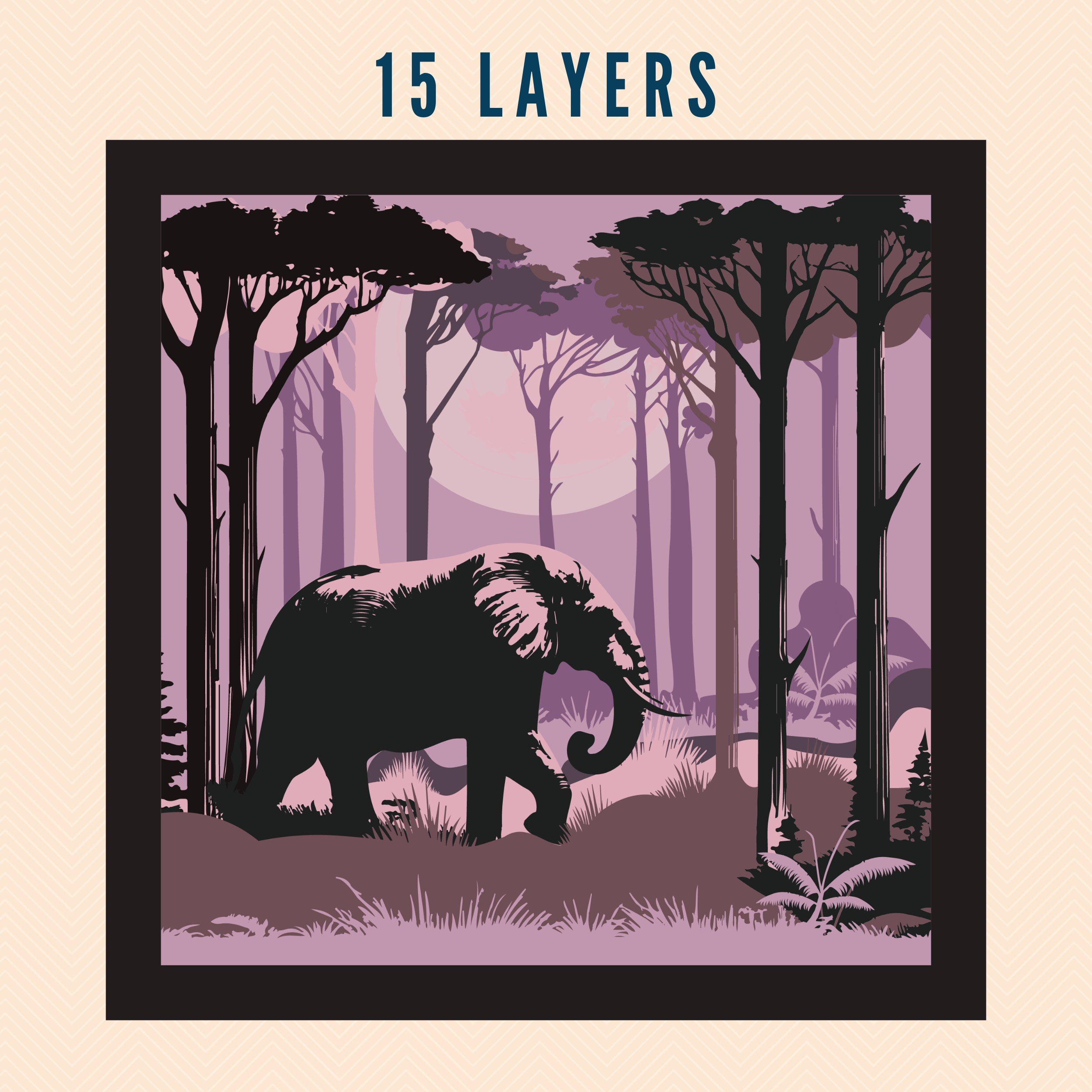 Elephant Safari Shadow Box SVG Template, African Papercut Lightbox ...