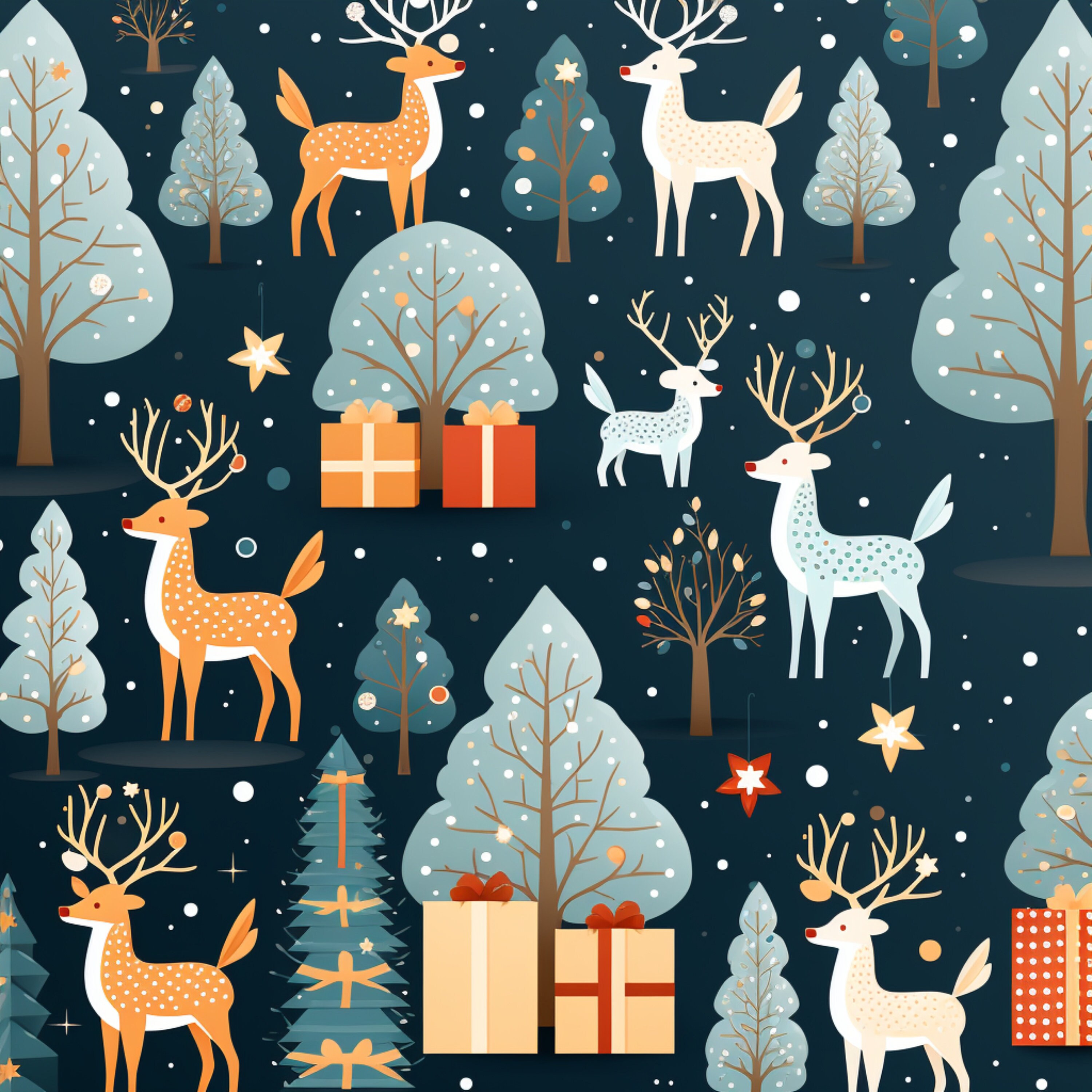 Seamless Cute Christmas Digital Paper Pack, Winter Holiday Seamless ...