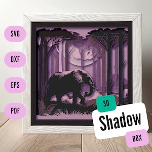 Elephant Safari Shadow Box SVG Template, African Papercut Lightbox ...