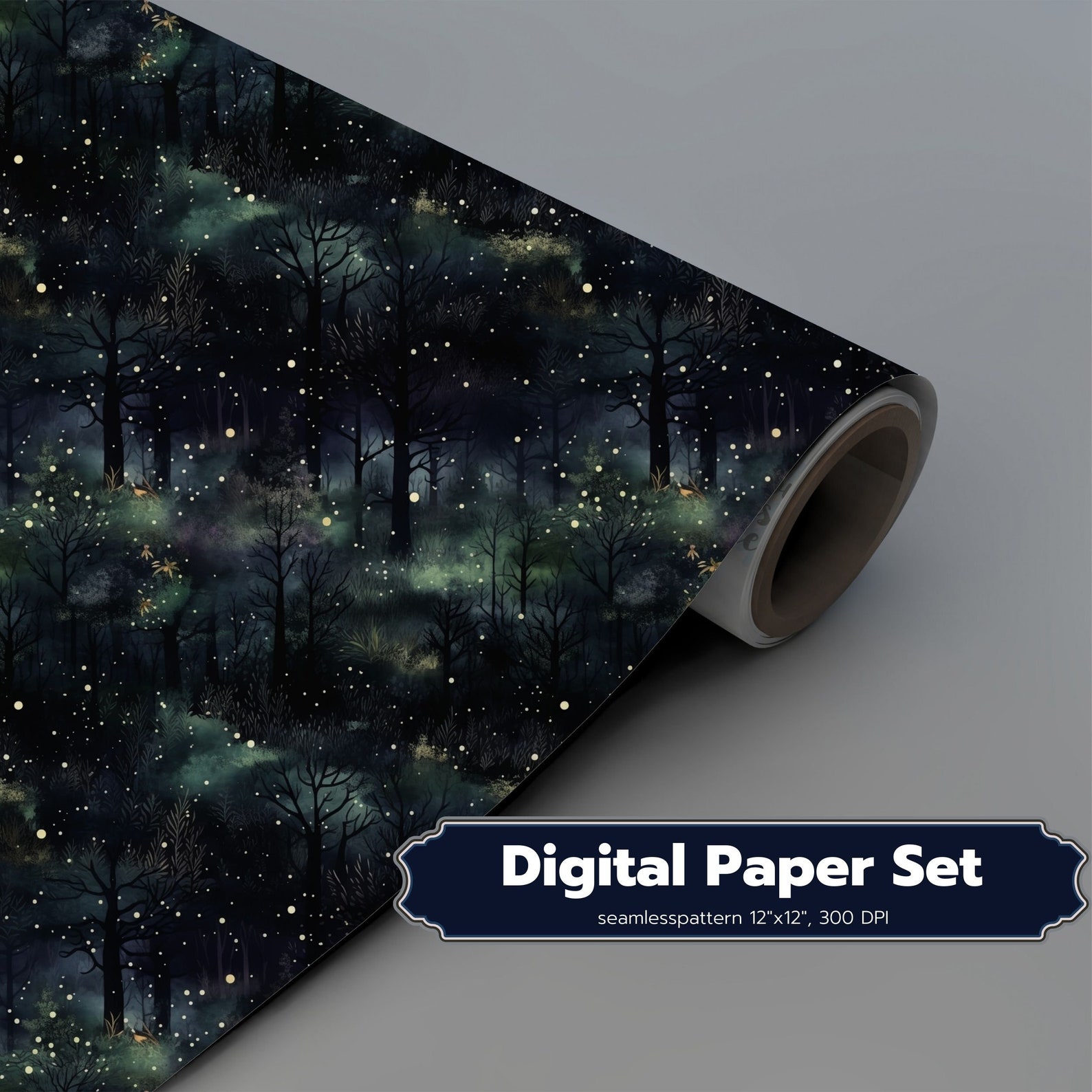 Watercolor Forest Digital Paper - Scrapbook Papers - Dark Forest ...