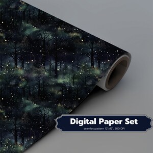 Watercolor Forest Digital Paper - Scrapbook Papers - Dark Forest ...