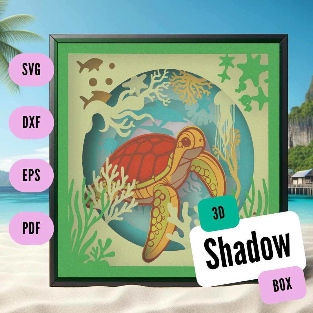 3d Sea Turtle Shadow Box Svg 3d Turtle Shadow Box Svg Cardstock Svg ...