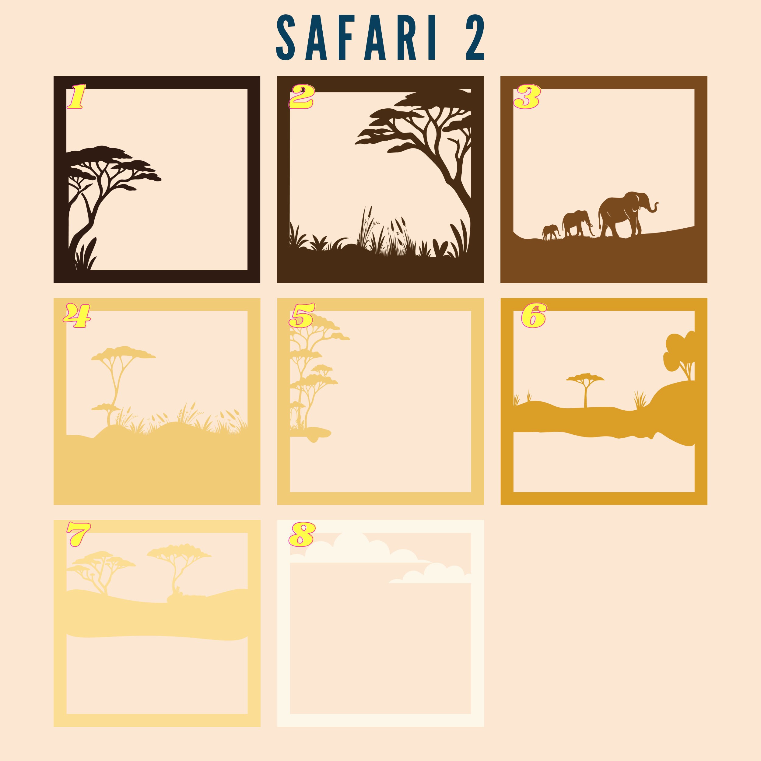 Elephant Safari Shadow Box SVG Template, African Papercut Lightbox ...