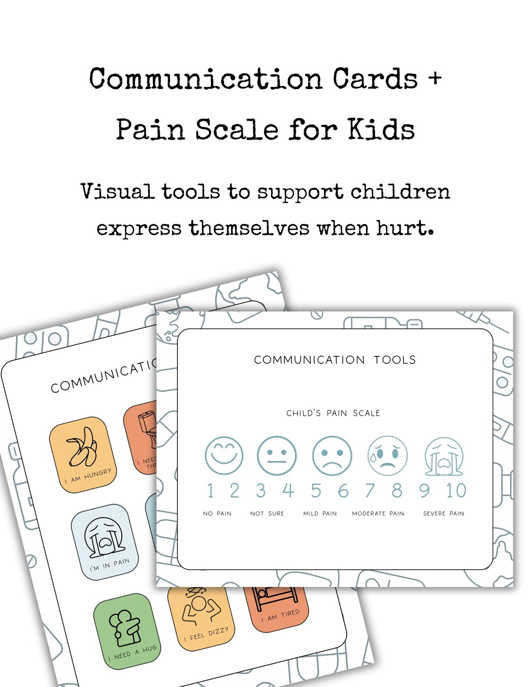 Communication Cards | Pain Scale for Kids - Etsy