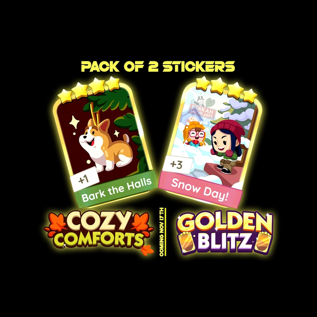 Bark the Halls + Snow Day Sticker - Monopoly_go Golden Blitz Sticker ...