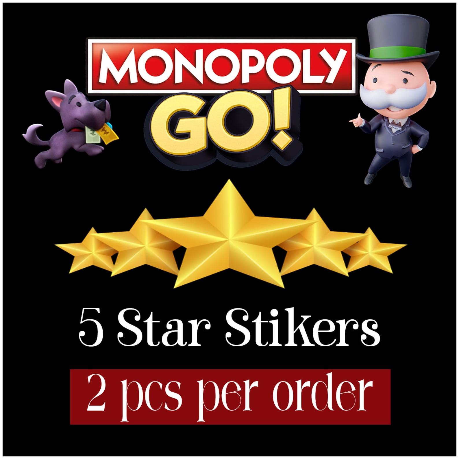 MO-GO Stickers Mono-go Sticksers 5 Star 2pcs/order Fast Delivery - Etsy
